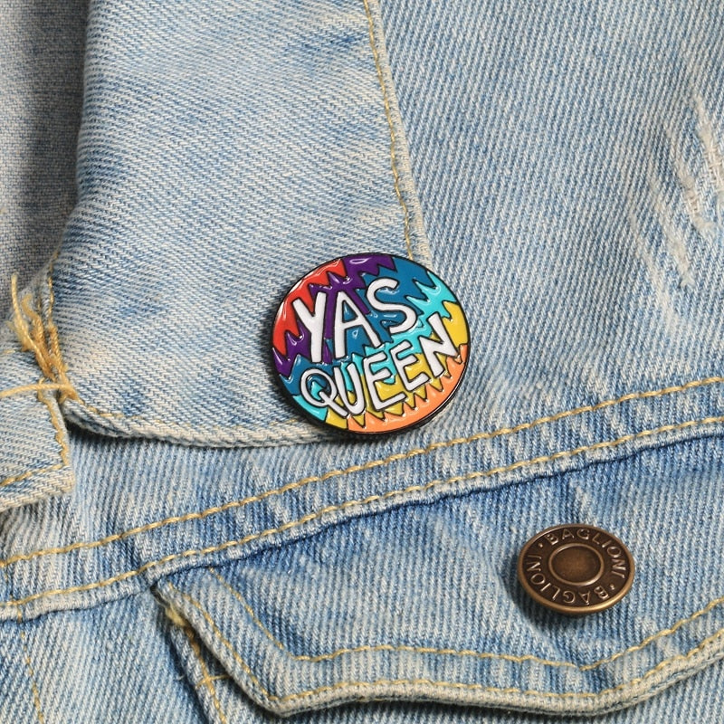 Yas Queen Enamel Pin – Queer Lit