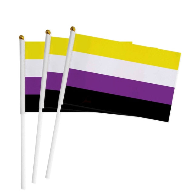 Handheld Non-Binary Pride Flag (3 Pack) (LGBT Accessories) – Queer Lit